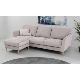 Ecksofa Home Affaire "MARSEILLE (242/152cm),L-Form, Rec. rechts/links", grau (cloud grau), B:242cm H:88cm T:152cm, 100% Polyester, Sofas, Ecksofa, Massivholzbeine aus Eiche, in verschieden Bez&uuml;gen und Farbvarianten
