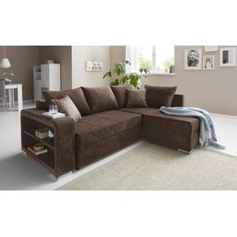 Ecksofa Collection AB "John L-Form", braun, B:226cm H:85cm T:160cm, Microfaser PRIMABELLE (100% Polyester);Zierkissen: 100% Polyester;Luxus-Microfaser 1 (100% Polyester);Luxus-Microfaser 2 (100% Polyester), Sofas, Ecksofa, inklusive Bettfunktion und Bettkasten