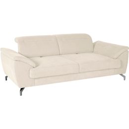 Sit & More 2,5-Sitzer SIT & MORE "Percy", beige (creme), B:207cm T:112cm, Sofas, 12 cm Fu&szlig;h&ouml;he, Sitztiefenverstellung, wahlweise Kopfteilverstellung