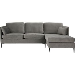 Ecksofa Home Affaire "Light L-Form", grau, B:235cm H:83cm T:163cm, 100% Polyester, Sofas, Ecksofa, inklusive loser Zierkissen, mit schmalen Armlehnen und Teleskopf&uuml;&szlig;en