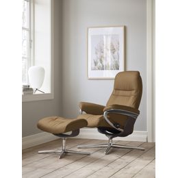 Relaxsessel stressless "Sunrise", braun (taupe paloma), B:79cm H:103cm T:73cm, Leder PALOMA: PALOMA ist ein durchgef&auml;rbtes Semianilin-M&ouml;belleder mit nat&uuml;rlicher Narbung., Sessel, Relaxsessel, mit Hocker, mit Cross Base, Gr&ouml;&szlig;e S, M & L, Holzakzent Wenge