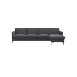 Ecksofa FLEXLUX "Fiore, L-Form, bequem und komfortabel durch hochwertigem Sitzaufbau", grau (dervit grau), B:280cm H:85cm T:159cm, Sofas, Ecksofa, schmale Armlehnen, Kaltschaum, F&uuml;&szlig;e Alu+ Eiche