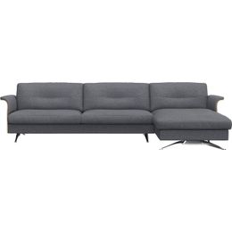 Ecksofa FLEXLUX "Glow Designsofa, bequem und komfortabel durch hochwertigen Sitzaufbau", blau (navy blau), B:305cm H:81cm T:158cm, 62% Polyester/17%Baumwolle/14%Viscose/7%Leinen, Sofas, Ecksofa, L-Form, Modernes skandinavisches Design