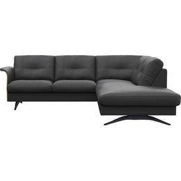 Ecksofa FLEXLUX "Glow, super bequem durch hochwertigem Sitzaufbau mit Federkern, L-Form", schwarz (deep schwarz), B:236cm H:81cm T:224cm, 100% Echteder, Sofas, Ecksofa, Modernes skandinavisches Design