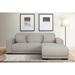 Ecksofa Home Affaire "BORNHOLM L-Form, B: 234 cm - OTTO. Verl&auml;ssliche Qualit&auml;t.", beige, B:234cm H:85cm T:162cm, 100% Polyester, Sofas, Ecksofa, Recamiere links oder rechts bestellbar, Wellenfederung, inkl. 2 Kissen
