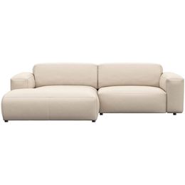 Ecksofa FLEXLUX "Lucera Chaislongue rechts oder links, L-Form, bequem", wei&szlig; (warm wei&szlig;), B:257cm H:73cm T:171cm, 100% Echteder, Sofas, Ecksofa, modern & anschmiegsam, Kaltschaum, Stahl-Wellenunterfederung