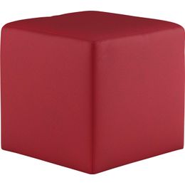 Hocker COTTA "Cuby", rot, B:40cm H:40cm T:40cm, 64% POLYURETHAN (PU) / 25% POLYESTER (PES) / 11% BAUMWOLLE (CO), Hocker, Hocker, Sitzw&uuml;rfel, Cube, Sitzhocker