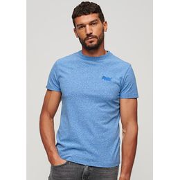 Rundhalsshirt Superdry "ESSENTIAL LOGO EMB TEE", Herren, Gr. 3XL, blau (fresh blau), Single Jersey, Obermaterial: 100% Baumwolle, unifarben, slim fit h&uuml;ftlang, Rundhals, Shirts Rundhalsshirt