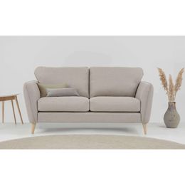 2-Sitzer Home Affaire "MARSEILLE Kompaktsofa 170 cm, Cord, Flachgewebe, Struktur, Webstoff", beige, B:170cm H:88cm T:90cm, 100% Polyester, Sofas, Massivholzbeine Eiche, Landhausstil, Wellenunterfederung