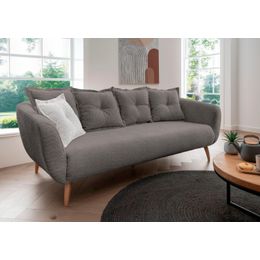 3-Sitzer Home Affaire "Baggio modern und romantisches Design, bequem", grau (anthrazit), B:236cm H:80cm T:103cm, 100% Polyester, Sofas, Zierkissen inklusive
