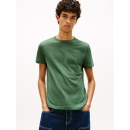 Rundhalsshirt Tommy Jeans "TJM XSLIM 2PACK JERSEY TEE EXT", Damen, Gr. L, grau htr, shadow pine, Single Jersey, Obermaterial: 100% Baumwolle, slim fit normal, Rundhals, eingesetzt abgesteppte Kante, Shirts Rundhalsshirt, Logostickerei, 2Pack