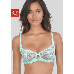 B&uuml;gel-BH Lascana "Nikoletta", Damen, Gr. 75, Cup B, t&uuml;rkis, Spitze, Obermaterial: 88% Polyamid, 12% Elasthan, BHs B&uuml;gel-BH, aus floraler Stickereispitze, sexy Dessous