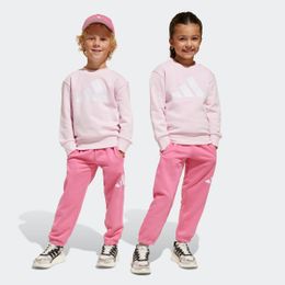 Trainingsanzug adidas Sportswear "LK BL FL JOG", Jungen, Gr. 122, pink (clear pink, wei&szlig;), Obermaterial: 70% Baumwolle, 30% Polyester, Sportanz&uuml;ge Trainingsanzug