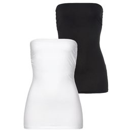 Bandeautop Laura Scott, Damen, Gr. 46, schwarz-wei&szlig; (wei&szlig;, schwarz), Jersey, Obermaterial: 95% Baumwolle, 5% Elasthan, unifarben, Basic, sehr figurbetont, Tops, tr&auml;gerlos und figurbetont