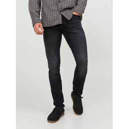 Jack & Jones Slim-fit-Jeans JACK & JONES "JJIGLENN JJICON JJ 619 50SPS NOOS", Damen, Gr. 36, L&auml;nge 32, schwarz (schwarz, denim), Denim/Jeans, Obermaterial: 77% Baumwolle, 14% Modal, 6% Polyester, 3% Elasthan, Abriebeffekte, slim fit lang, Jeans Slim-fit-Jeans, Baumwollmischung, slim fit