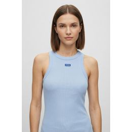 HUGO BLUE Damen Tanktop "Easy Tank"open blau 477, Gr. XL, unifarben, Feinripp, Obermaterial: 96% Baumwolle, 4% Elasthan, Tops, Stretch-Baumwolle,