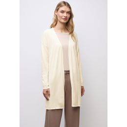 Strickjacke Street One, Damen, Gr. 42, beige (oak beige melange), Stoff, 70% Viskose, 30% Nylon, unifarben, gerade h&uuml;ftbedeckend, V-Ausschnitt, B&uuml;ndchen, Strickjacken Strickjacke, verschlusslos