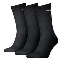 Socken Puma "Puma UNISEX CREW SOCK 3P", Herren, Gr. 47-49, schwarz, Baumwollmischung, normal, Socken Socken, mit farblichem Logo
