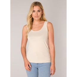 Tr&auml;gertop Base Level "Yippie", Damen, Gr. 36, beige (light beige), Jersey, Obermaterial: 94% Baumwolle, 6% Elasthan, unifarben, Basic, figurbetont taillenbedeckt, Rundhals, Tops Tr&auml;gertop, mit breiten Tr&auml;gern