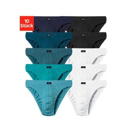 H.I.S. Slip H.I.S "Herren Minislip", Herren, Gr. 4 (S), 10 Stk., bunt (hellblau, hellpetrol, petrol, dunkelpetrol, navy, wei&szlig;, schwarz), Jersey, Obermaterial: 95% Baumwolle, 5% Elasthan, unifarben, k&ouml;rpernah, Unterhosen Slip, in Baumwoll-Mix
