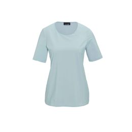 Langarm-Poloshirt GOLDNER "Gepflegtes Shirt in formstabiler Ware", Damen, Gr. 40, blau (bleu), Obermaterial: 82% Polyester PES. 18% Elasthan EL., normal, Rundhals, Sonstiges, Shirts, Ohne