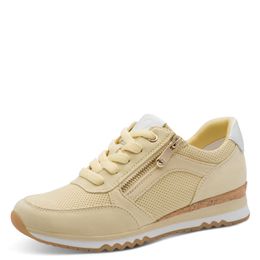 Keilsneaker Marco Tozzi, Damen, Gr. 39, vanilla kombiniert, Lederimitat, Textil, Veloursleder, Schuhe, Freizeitschuh, Halbschuh, Schn&uuml;rschuh in veganer Verarbeitung