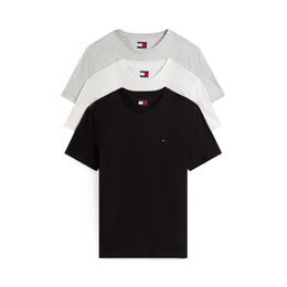 T-Shirt Tommy Jeans "TJM EXTRA SLIM 3 PACK", Herren, Gr. 4XL, schwarz, lt grau htr, ecru, Single Jersey, Obermaterial: 100% Baumwolle, slim fit normal, Rundhals, eingesetzt abgesteppte Kante, Shirts T-Shirt, Mit Rundhalsausschnitt