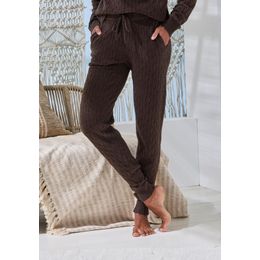 Strickhose French Connection, Damen, Gr. 32/34, N-Gr, braun, Rippstrick, Obermaterial: 33% Nylon, 32% Polyacryl, 30% Baumwolle, 5% Elasthan, Zopfmuster, bequem lang, Hosen, mit Zopfmuster in weiche, softer Qualit&auml;t, Loungewear
