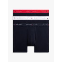 Boxershorts "3P BOXER BRIEF WB", Herren, Gr. M (50), 3 Stk., primary rot, wei&szlig;, desert sky, Jersey, Obermaterial: 95% Baumwolle, 5% Elasthan, Tommy Hilfiger Underwear, k&ouml;rpernah, Unterhosen, mit kontrastfarbenem Logobund