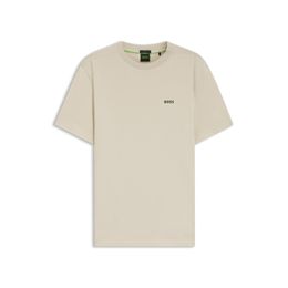 Rundhalsshirt BOSS Green "Tee", Damen, Gr. 4XL, light beige275, Single Jersey, Obermaterial: 95% Baumwolle, 5% Elasthan, regular fit h&uuml;ftlang, Rundhals, eng eingefasste Kante, Shirts Rundhalsshirt, mit gummiertem Kontrast-Logo