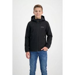 Softshelljacke Icepeak "KULM JR", M&auml;dchen, Gr. 164, schwarz (basic schwarz), Softshell, Obermaterial: 100% Polyester, A-Linie h&uuml;ftlang, elastischer Bund mit innenliegendem Gummizug, Jacken Softshelljacke, f&uuml;r Kinder und Jugendliche, mit Kapuze, mit Fleece-Futter