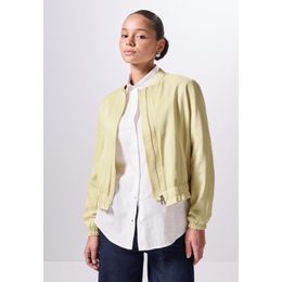Blouson STREET ONE STUDIO, Damen, Gr. 42, gelb (bond gelb), Stoff, Obermaterial: 49% Viskose, 36% Polyester, 15% Nylon; Futter: 100% Polyester, unifarben, normal kurz, Rundhals, B&uuml;ndchen, Jacken Blouson, mit Rundhalsausschnitt