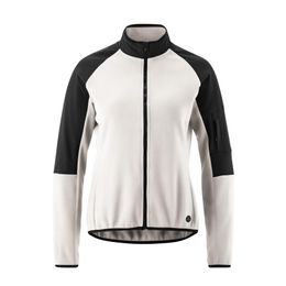 Radtrikot Gonso "Adventure Jersey Fleece W", Damen, Gr. 36, wei&szlig; (sanftes wei&szlig;), 100% Polyester (Recycelt), hoch geschlossener Ausschnitt, Trikots, Damen Fahrradtrikot langarm, weiches Fleece-Material, Full-Zip Trikot