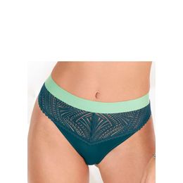 String s.Oliver "Clemence", Damen, Gr. 32/34, gr&uuml;n (gr&uuml;n, salbei), Spitze, Obermaterial: 87% Polyamid, 13% Elasthan, k&ouml;rpernah, Unterhosen String, mit modischem Bund und graphischer Spitze