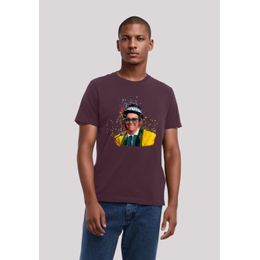 T-Shirt F4NT4STIC "TV Times Elton John At The Piano 1977", Herren, Gr. S, braun (maroon), Obermaterial: 100% Baumwolle, regular fit, Rundhals, ohne B&uuml;ndchen, Shirts T-Shirt, Premium Qualit&auml;t