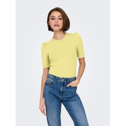 Kurzarmshirt Only "ONLLIVE LOVE 2/4 PUFFTOP JRS NOOS", Damen, Gr. XS, lemonade, Jersey, Obermaterial: 95% Baumwolle, 5% Elasthan, unifarben, regular fit normal, Rundhals, Shirts
