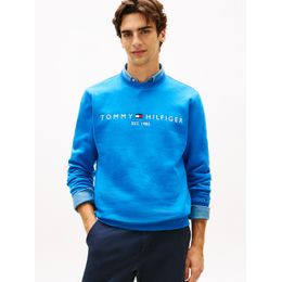 Sweatshirt Tommy Hilfiger "TOMMY LOGO", Herren, Gr. L, blau orbit, Sweatware, Obermaterial: 70% Baumwolle, 30% Polyester, normal h&uuml;ftbedeckend, Rundhals, eingesetzt Rippb&uuml;ndchen, Sweatshirts Sweatshirt, unifarben, casual, regular fit, Baumwollmix, Rundhals