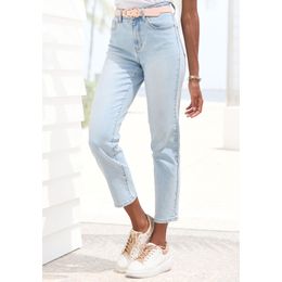 Ankle-Jeans Lascana, Damen, Gr. 42, N-Gr, blau (light blau washed), Denim/Jeans, Obermaterial: 98% Baumwolle, 2% Elasthan, figurbetont kn&ouml;chelfrei, Jeans, mit Stretchanteil, elastische Jeans in gerader Passform, Topseller