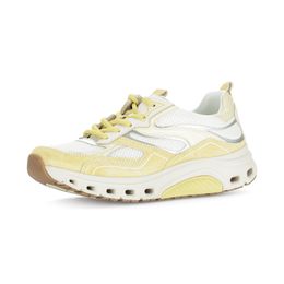 Keilsneaker ROLLINGSOFT, Damen, Gr. 39, wei&szlig;, gelb, silberfarben, Glattleder, Textil, Veloursleder, Schuhe, Freizeitschuh, Halbschuh, Schn&uuml;rschuh mit weichem Schaftrand