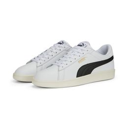 Sneaker Puma "Smash 3.0 Sneakers Erwachsene", Damen, Gr. 36, wei&szlig; (wei&szlig; schwarz gold frosted ivory beige), Obermaterial: Synthetik, Textil, Kuhleder, Leder; Futter: Textil; Innensohle: Textil; Laufsohle: Gummi, Schuhe Sneaker