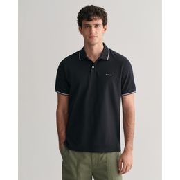 Poloshirt Gant "TIPPING SS PIQUE POLO", Herren, Gr. M, schwarz, Jersey, Obermaterial: 100% Baumwolle, Shirts