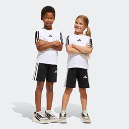 Trainingsanzug adidas Sportswear "ESSENTIALS KIDS -SET", Jungen, Gr. 128, schwarz-wei&szlig; (wei&szlig;, schwarz), Obermaterial: 100% Baumwolle, Sportanz&uuml;ge Trainingsanzug