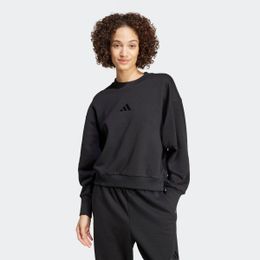 Sweatshirt adidas Sportswear "W ALL SZN SWT", Damen, Gr. M, schwarz, Obermaterial: 70% Baumwolle, 30% Polyester, normal, Rundhals, angesetztes B&uuml;ndchen, Sweatshirts Sweatshirt