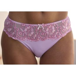 Bikinislip Lascana "Wanda", Damen, Gr. 32/34, rosa (pink, rose), Microtouch, Obermaterial: 80% Polyamid, 12% Polyester, 8% Elasthan, figurbetont, Unterhosen, mit Stickerei Spitze in floraler Optik