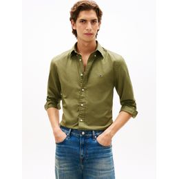 Businesshemd Tommy Hilfiger "FLEX POPLIN SOLID", Herren, Gr. L, N-Gr, schwarz artichoke, Popeline, Obermaterial: 100% Baumwolle, regular fit h&uuml;ftlang, &Auml;rmel mit &Auml;rmelschlitz 1-Knopf-Manschette, Hemden, unifarben, klassisch, regular fit, Baumwolle, Button-down-Kragen