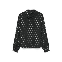 V&eacute;ro Moda Langarmbluse VERO MODA "VMCARLA FOIL L/S SHIRT WVN GA", Damen, Gr. S, schwarz aop:silber dot foil, Web, Obermaterial: 100% Polyester, bedruckt, regular fit normal, Blusen