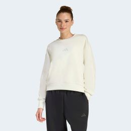 Sweatshirt adidas Sportswear "W ALL SZN SWT", Damen, Gr. S, sanftes wei&szlig;, sanftes wei&szlig;, Obermaterial: 70% Baumwolle, 30% Polyester, normal, Rundhals, angesetztes B&uuml;ndchen, Sweatshirts Sweatshirt