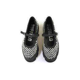 Trainingsschuh Buffalo "Buffalo Glam -Vegan Lycra", Damen, Gr. 41, schwarz, silber, Kunstfaser, unifarben, Schuhe