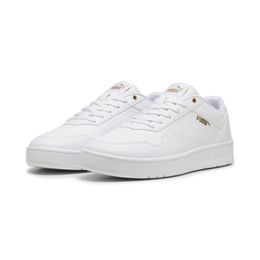 Sneaker Puma "Court Classic Sneakers Erwachsene", Damen, Gr. 44,5, wei&szlig; (wei&szlig; gold), Obermaterial: Synthetik. Futter: Textil. Innensohle: Textil. Laufsohle: Gummi, Schuhe Sneaker
