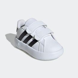 Klettschuh adidas Sportswear "GRAND COURT 2.0 KIDS", Kinder, Gr. 25, schwarz-wei&szlig; (cloud wei&szlig;, core schwarz, cloud wei&szlig;), Synthetik, Schuhe Klettschuh, Design auf den Spuren des adidas Superstar, f&uuml;r Kinder